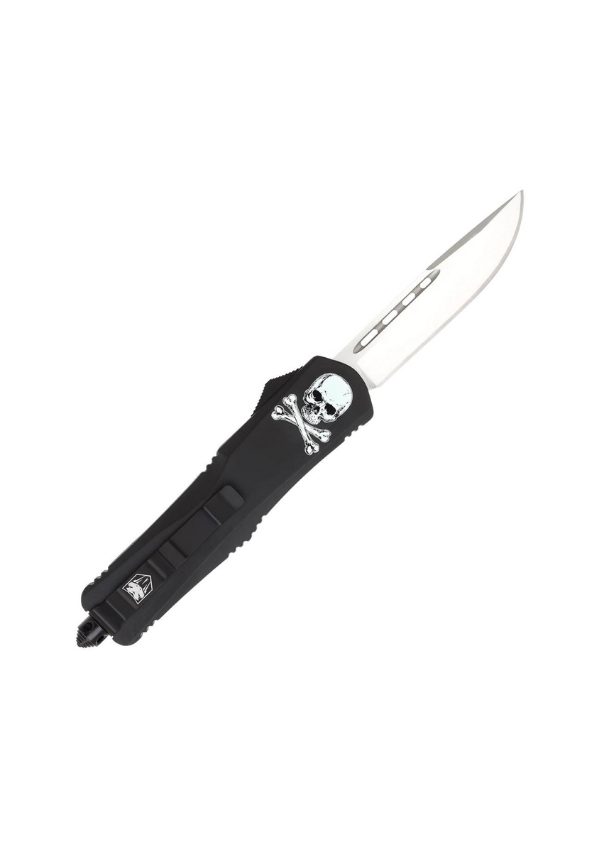 CobraTec Black OTF Tactical Knife Jolly Roger | Lock & Load Boutique